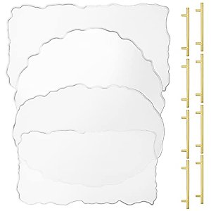 Resin Tray Molds Silicone Tray Mold Irregular Casting Agate Epoxy Molds with Gold Handles for DIY Crafts Making Faux Agate Tray Serving Board Home Decor