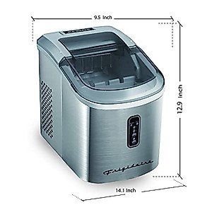 Frigidaire EFIC103-AMZ-SC Counter Top Maker with Over-Sized Ice Bucket, Stainless Steel, Self Cleaning Function, Heavy Duty, Stainless