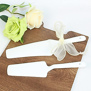 PTORIZNY Pack of 2 Wedding Ceramic Pizza Pie Cake Server White Pie Cake Shovel Cutter Cake Cutting Set for Wedding, Birthday Party, Anniversary Durable Cake Server with Smooth Edge (Big and Small)