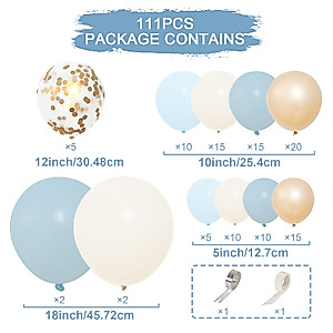 Dusty Baby Blue Balloons Arch Garland Kit with Champagne Balloons for Dusty Blue Baby Shower Decorations Birthday Boho Bridal Shower Party Decor