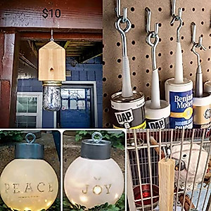 DihZoks 12 Pack 3.2 Inches Screw Eyes, Eye Hooks Screw in Heavy Duty, Eye Bolt, Long Eye Screws Ring, Swing Hooks for Hammock Stand, Swings Chair, Yoga, Indoor & Outdoor, Self Tapping Screws