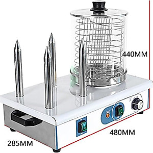 Commercial Hot Dog Sausage Grill Machine, Stainless Steel Hot Dog Bun Heating Machine, Hot Dog Warmer Steamer with Heating Rod & 4-sticks, Temperature Control 50-200℃, for Restaurant, Breakfast Shop