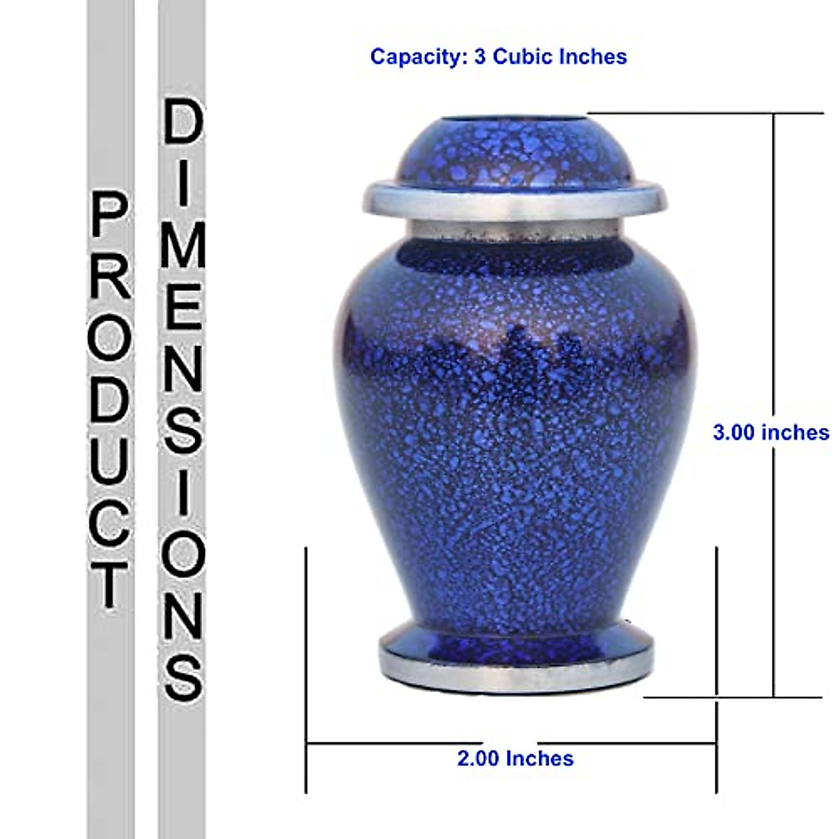 THE ASCENT MEMORIAL Small Cremation Urn for Human Ashes Adult | Marble Blue Mini Keepsake Urn with Velvet Carry Bag A Paper Funnel and A Premium Gift Box | Aesthetic Mini Urn