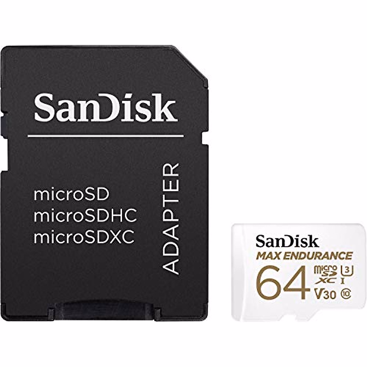 SanDisk 64GB MAX Endurance microSDXC Card with Adapter for Home Security Cameras and Dash cams - C10, U3, V30, 4K UHD, Micro SD Card - SDSQQVR-064G-GN6IA