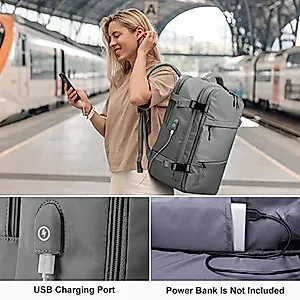 HOMIEE Carry On Bag, Travel Backpack Flight Approved Personal Item Size, Waterproof Luggage Daypack Lightweight Weekender Bag Business Backpack Fits 15.6 Inch Laptop, Grey