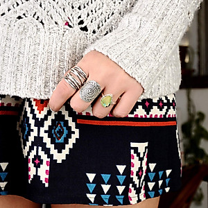 Boho-Magic 925 Sterling Silver Band Rings for Women Wide Wrap Statement Ring (7)