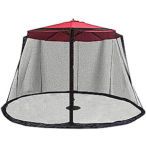 ALWOA Patio Umbrella Netting,Polyester Mesh Screen with Zipper Enclosure - Patio Umbrella Netting for Porch Canopy Set Screen House Works Outdoor Garden Umbrella Table Parasol Cover