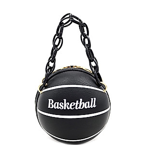 Multicolored Graffiti Print Round Ball Shape Unique Clutch Top-Handle Satchel Handbag (Ball Shape w/Plastic Chain (Smaller) - zBlack)