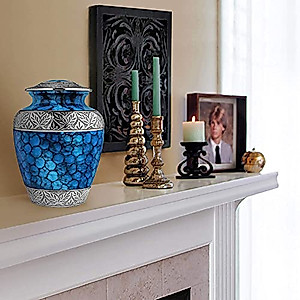 Trupoint Memorials Cremation Urns for Human Ashes - Decorative Urns, Urns for Human Ashes Female & Male, Urns for Ashes Adult Female, Funeral Urns - Royal Blue, Large