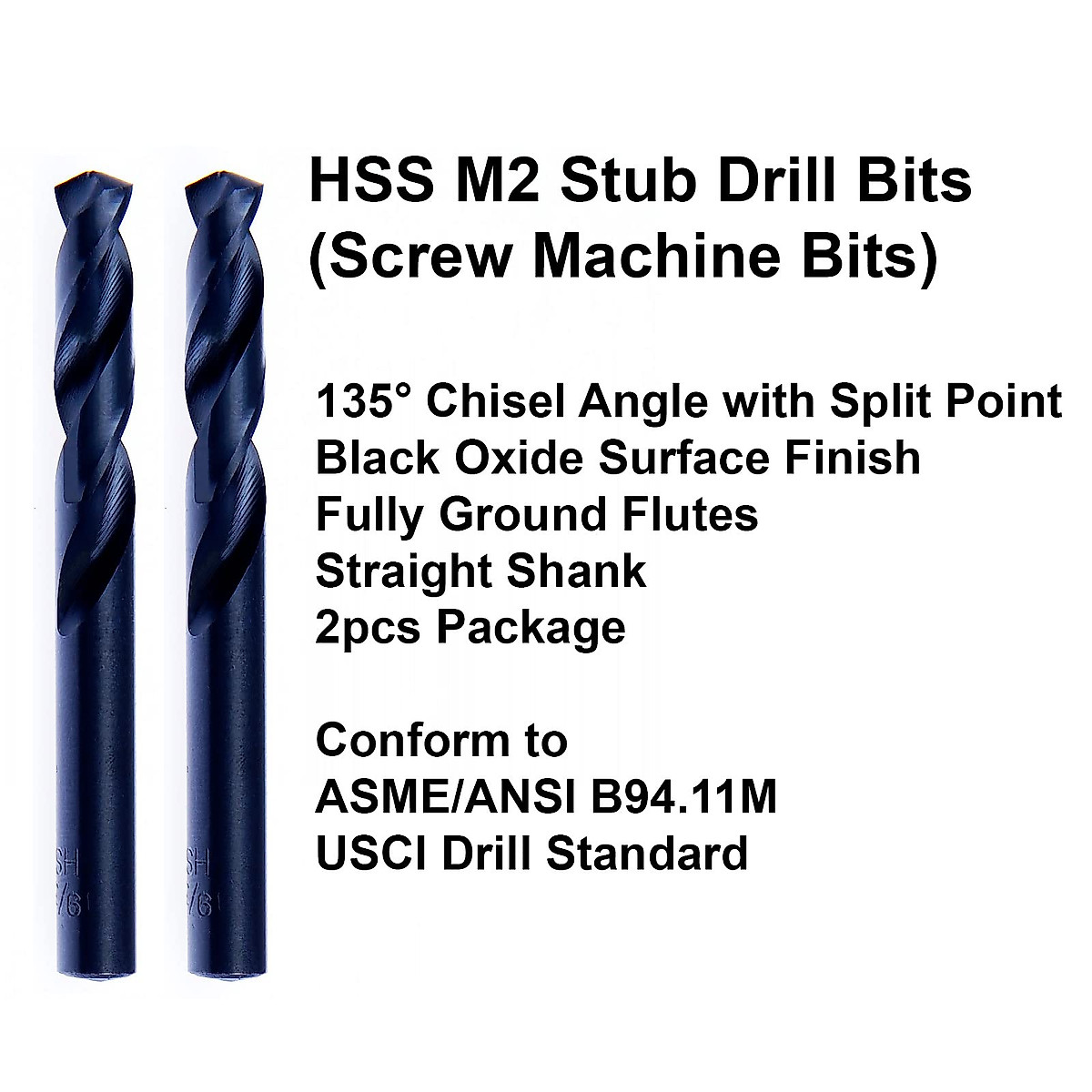 MAXTOOL 9/32" 2pcs Identical Screw Machine Drills HSS M2 Twist Stub Drill Bits Black Oxide Fully Ground Straight Shank Short Drills; SMF02B10R18P2