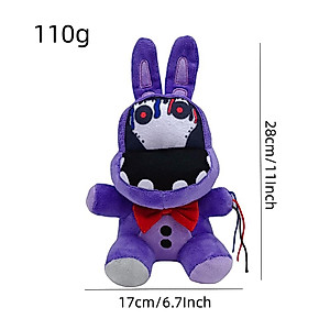 PERUKOYO FNAF Withered Purple Bunny Plush Toys,FNAF Security Breach Bonnie Stuffed Animal Plush for Lovers