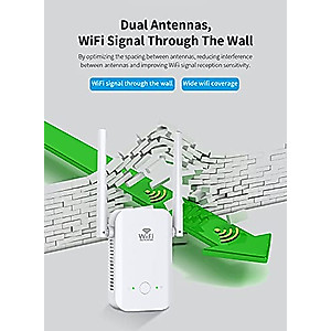 WiFi Range Extender Signal Booster up to 4000sq.ft and 30 Devices, Internet Extender Booster, WiFi Repeater Amplifier with Ethernet Port,2 Antennas 360° Full Coverage
