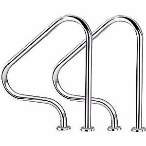ANSNAL Swimming Pool Handrails, 304 Stainless Steel Pool Safety Handrail, Tube Wall Thickness 1mm, for Garden Backyard Pools/Silver/B (Silver A)