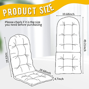 Vemkyrio 4 Pack Adirondack Chair Cushion, Waterproof&Fade-Resistant Rocking Chair Cushion - High Back Patio Cushions Lengthen, Thickened Patio Chair Pad for Outdoor and Indoor (Grey)