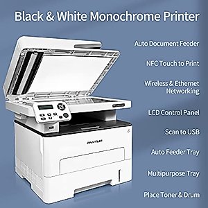 Pantum M7102DW Monochrome Wireless All-in-one ADF Multifunction Laser Printer, Auto Duplex, Copy＆Scan(W5G63B)