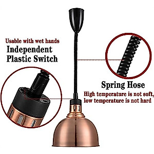 LINKANRUO Food Heat Lamp for Commercial and Household Use, Retractable Food Warmer Lamp, Food Heating Equipment for Home Kitchens Buffets and Hotel Lamps(Bronze)
