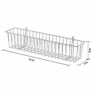 TRINITY EcoStorage 21-Inch Metal Hanging Basket to Use With Shelf Units and Storage Racks for Garage, Kitchen, and Closet Organization, NSF Certified, 20 Pound Capacity, Chrome, 2-Pack