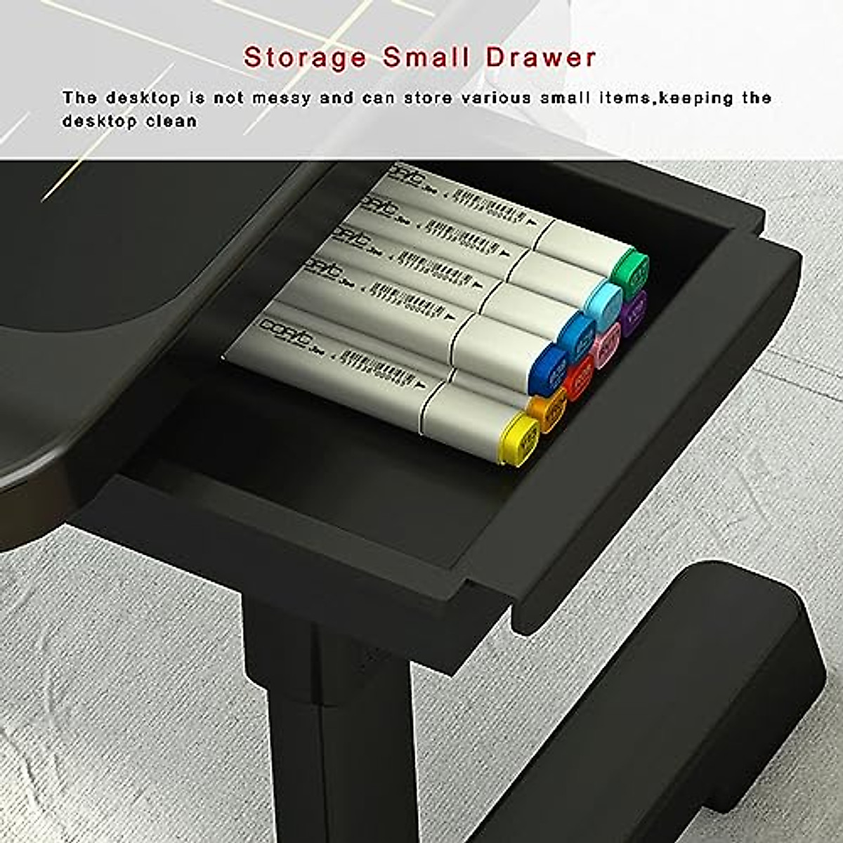 GEIRONV Movable Computer Desk, with Drawers Bookshelf Multifunctional Lifting Table Learning Office Entertainment Adjustable Sofa Table