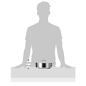 Mauviel M'Cook 5-Ply Polished Stainless Steel Rondeau/Braiser Pan With Lid, And Cast Stainless Steel Handles, 6-qt, Made In France