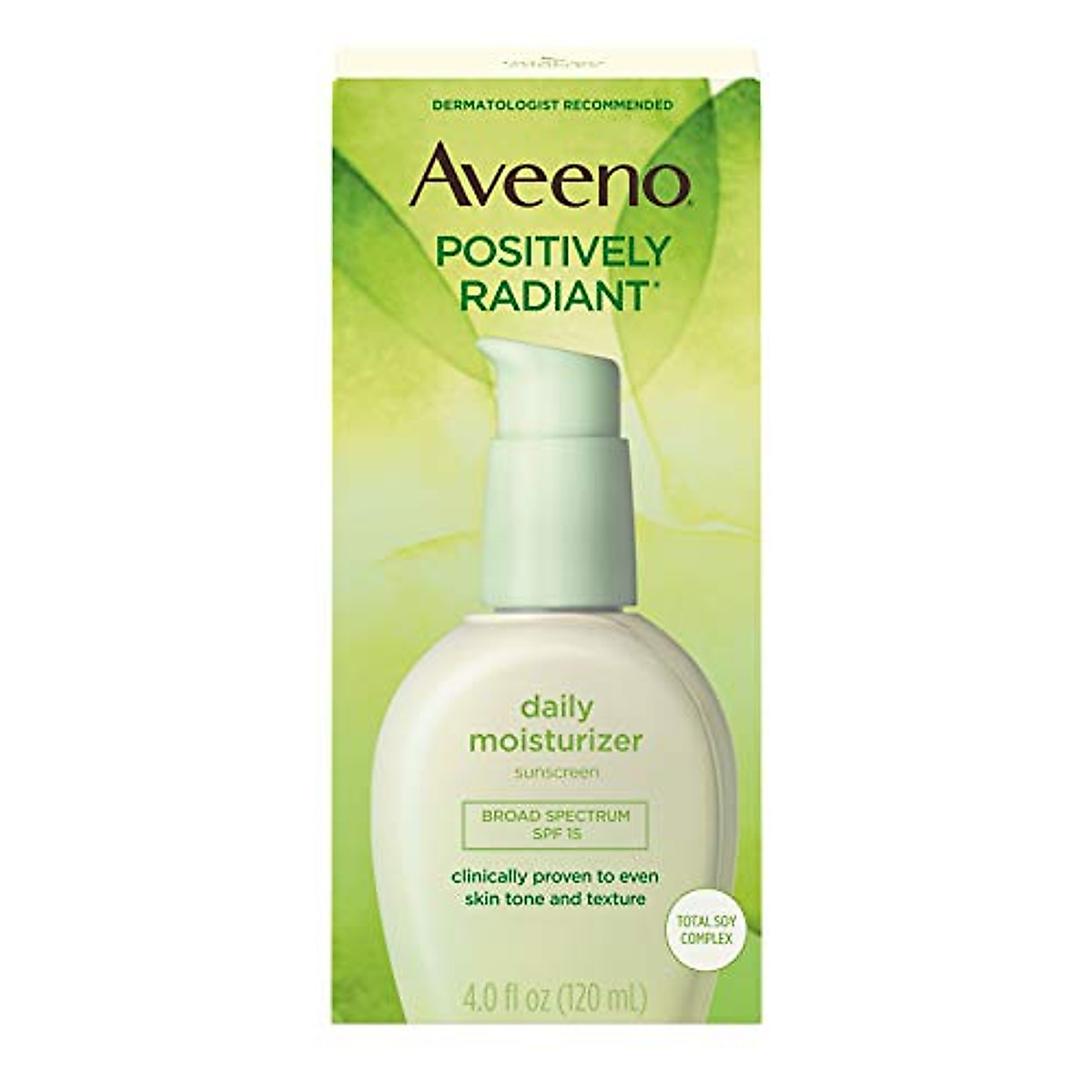 Aveeno Positively Radiant Daily Face Moisturizer with Broad Spectrum SPF 15 Sunscreen and Soy Extract, 4 fl. oz