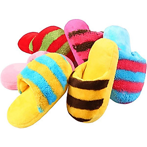BWESOO Rose Red Blue Cute Pet Puppy Dog Cat Slipper Shape Plush Slipper Sound Pet Toy Pet Dog Chew Toys Dog Squeak Plush Toys Slipper Shape Tooth Cleaning Chew Play Toy Dog Chew Toys
