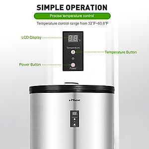 Fadidio 1.8 Cu.Ft Wine Cooler Refrigerator w/4 Universal Wheels,32℉-60.8℉ Digital Temperature Control,Beverage Fridge and Cooler for Soda,Beer or Wine,Freestanding Party Cooler for Home,Bar&Apartment