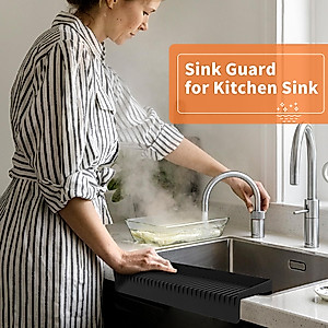 Silicone Sink Edge Protector,Splash Guard Bathtub Sink with Suction Cup,Sink Edge Guard Kitchen,Sink Edge Protectors for Kitchen Sink Countertop Protectors Stainless Steel,Granite,Quartz (1Pcs Black)