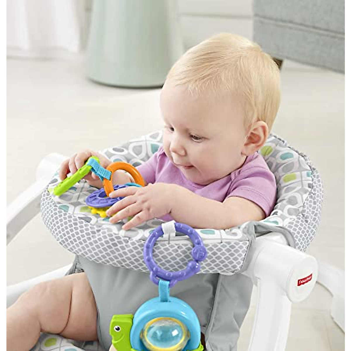 Fisher-Price Portable Baby Chair Sit-Me-Up Floor Seat With Developmental Toys & Machine Washable Seat Pad, Honeydew Drop