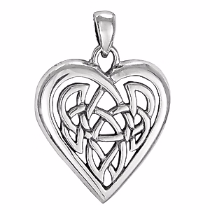 Moonlight Mysteries Elegant Sterling Silver Celtic Knot Heart Love Knotwork Pedant