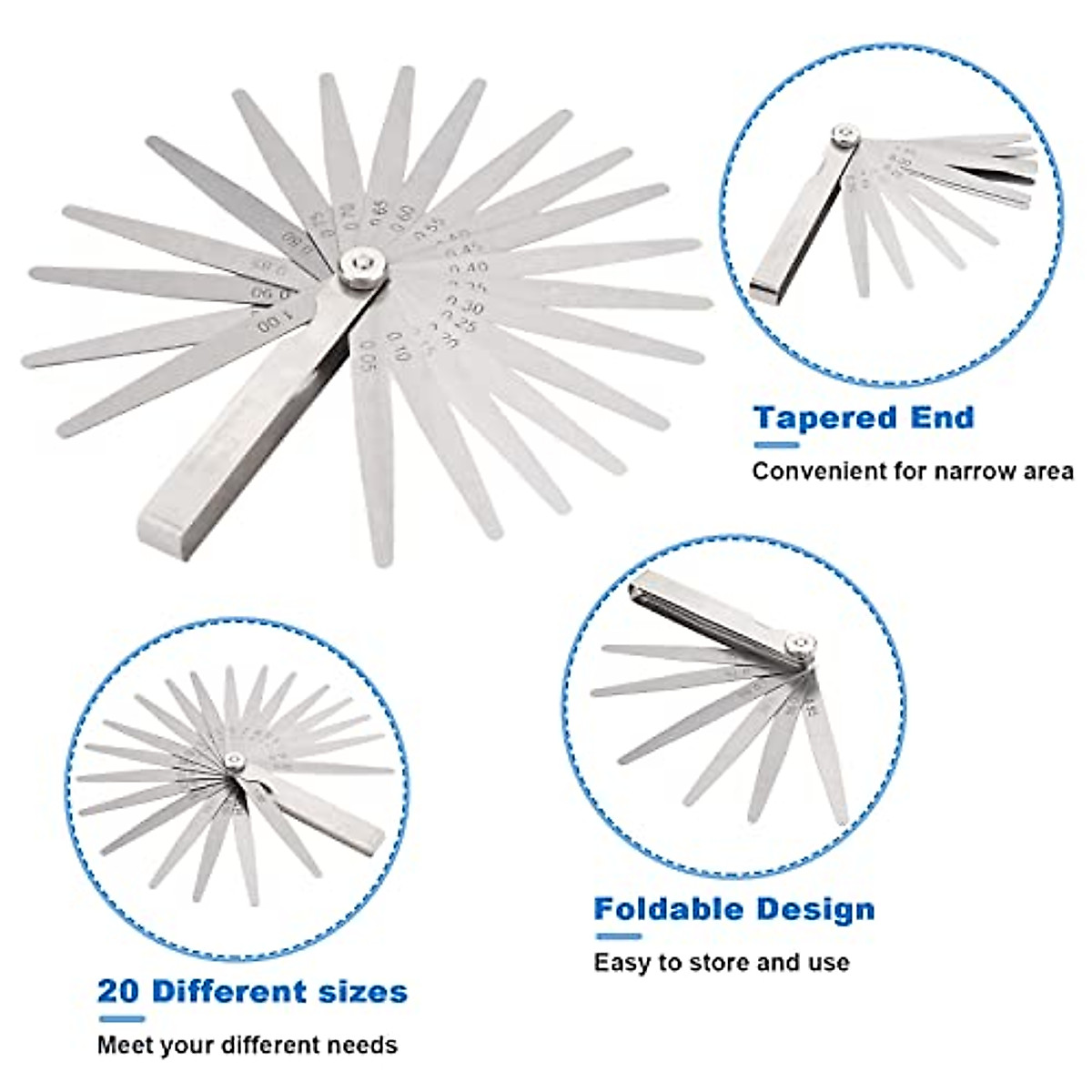 20 Blades Feeler Gauge, Universal Stainless Steel Feeler Gauge, Gap Measuring Tool/Metric Imperial Measure Hand Tool for Repairing, Checking Valves,etc