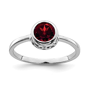 IceCarats 925 Sterling Silver Red Garnet Round Ring Gemstone Band January Birthstone Jewelry Size 7