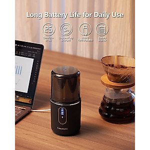 DmofwHi Cordless Coffee Grinder Electric, USB Rechargeable Coffee Bean Grinder with 304 Stainless Steel Blade and Removable Bowl-Black