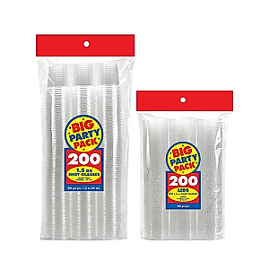 KingZak 150 Sets - 2oz, Disposable Mini Plastic Jello Shot Cups With Lids Perfect For Portion Souffle, Condiment, Dipping Sauce, Salad Dressing And More