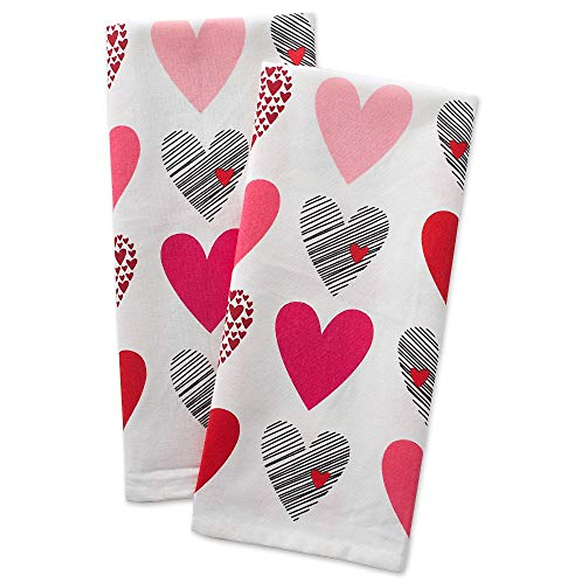 DII Valentine's Day Collection Kitchen, Dishtowel Set, 18X28", Hearts Collage, 2 Piece