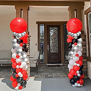 Red Black Balloon Garland kit, 120pcs Red Silver Black Balloons and Confetti Balloons for Prom Single Party Baby Shower Birthday Graduation Decorations