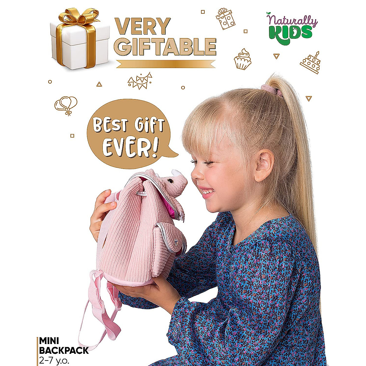 Pink Dinosaur Triceratops Mini Backpack for Kids, Mini Backpack for Toddler Girls, Gift for 2 3 4 5 Year Old Girl Boy