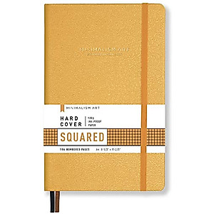 Minimalism Art, Premium Hard Cover Notebook Journal, X-Large Size, Master A4 8.3" x 11.4", 186 Numbered Pages, Gusseted Pocket, Ribbon Bookmark, Extra Thick Ink-Proof Paper 120gsm (Squared, Amber)