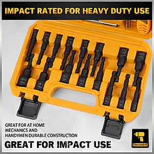 ELEAD 47-Piece Magnetic Nut Driver & Screwdriver Bit Set - Strong Magnetic Nut Drivers for Impact Drill, Power Nut Driver, Screwdriver Bit, Mini Ratcheting Wrench, Drill Bit Extension & Socket Adapter
