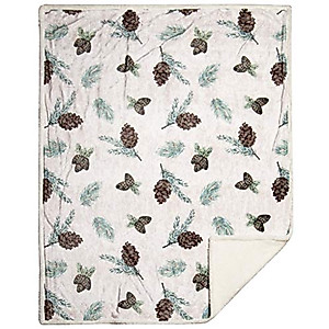 Pinecone Rustic Cabin Sherpa Throw Blanket 54x68