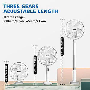 AICase Stand Fan,Clip Fan Folding Portable Telescopic Floor/USB Desk Fan with 1800mAh Rechargeable Battery, 3 Speeds Super Quiet Adjustable Height and Head Great for Office Home Outdoor Camping