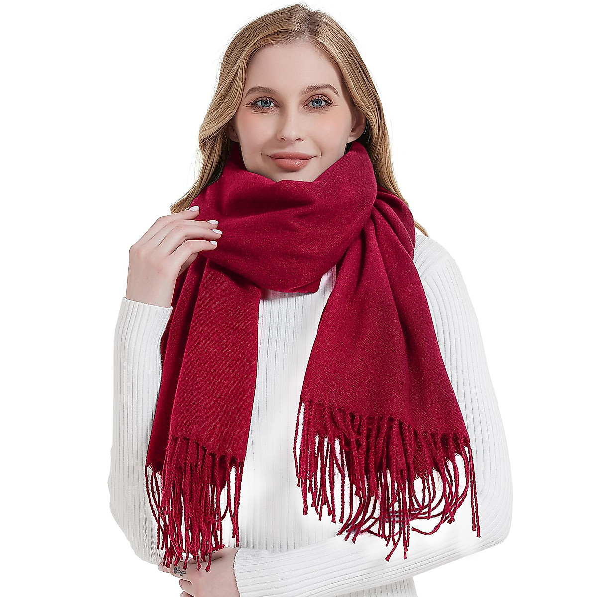 Landisun Scarf for Women Women Winter Scarf-Shawl Wraps Christmas Scarf Winter Scarf for Women Bridesmaid Wedding Bridal Scarf-Burgundy
