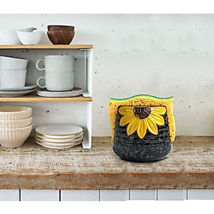 GABROC Sunflower Sponge Holder for Kitchen Sink Kitchen Dish Sponge Holder Ceramic Kitchen Sink Sponge Holder Yellow Sink Caddy Kitchen Sink Organizer Decor for Kitchen