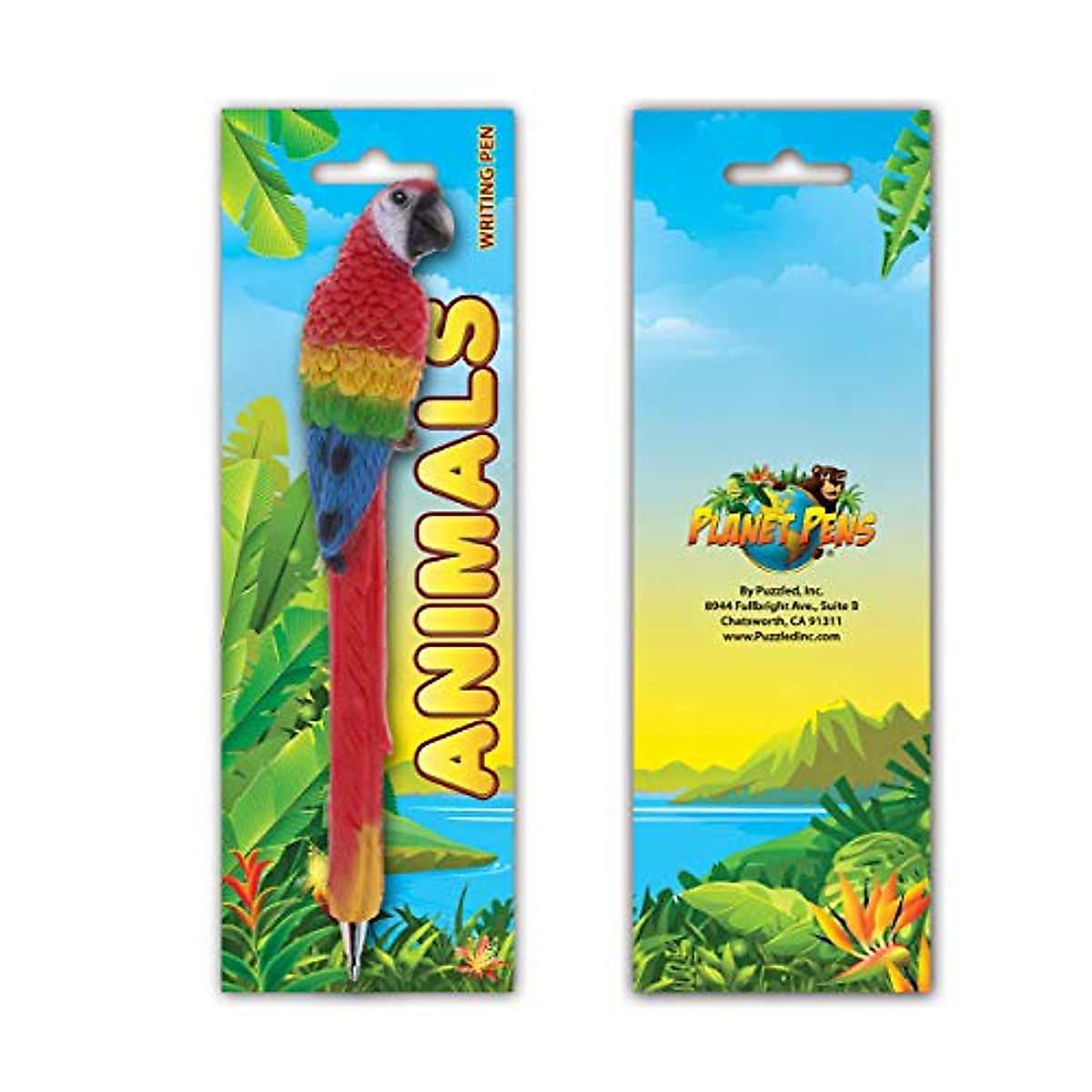 Planet Pens Red Parrot Novelty Pen - Fun Unique Kids and Adults Ballpoint Pen, Tropical Wildlife Animal Writing Pen Instrument For School & Office Desk Decor Accessories