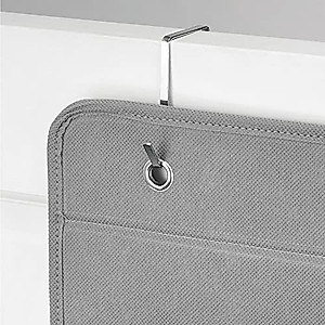 mDesign Fabric Baby Nursery Hanging Organizers for Over The Door Storage for Kids - 3 Pocket Organizer Caddy with Hooks for Clothing, School, Diaper, Toy, and Outfit Storage - Gray Herringbone