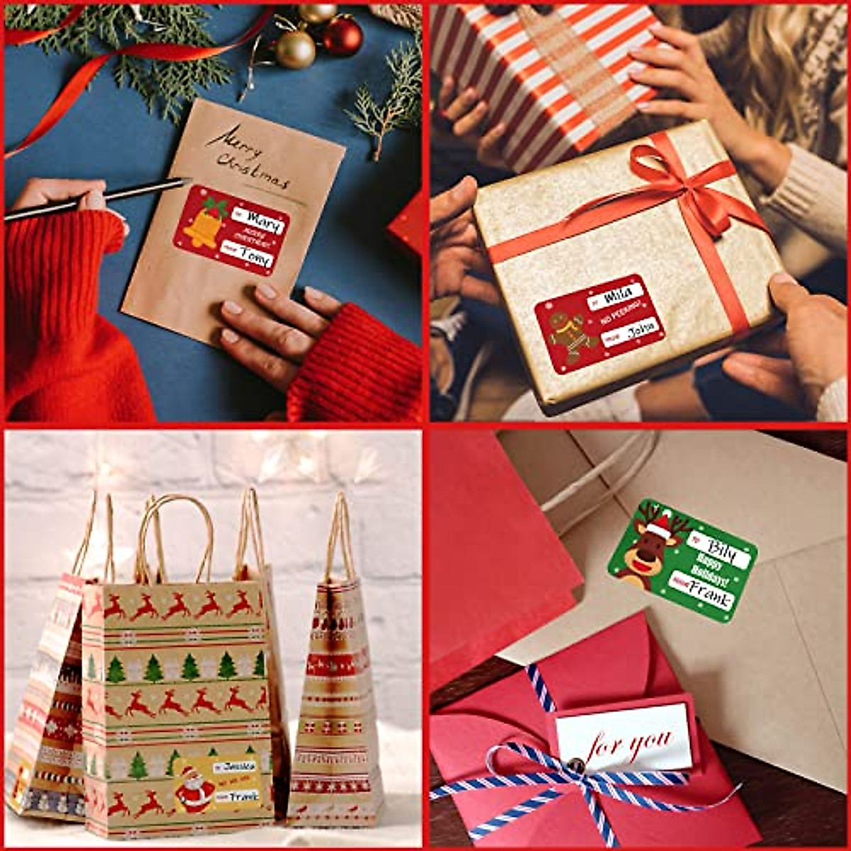 L LIKED 120 PCS Christmas Gift Label Tag Stickers - to and from, Peel and Stick Self Adhesive Present Labels for Holiday Gift Box, Wrapping Paper, Gift Bag, (Christmas 5 Designs - 120 Count)