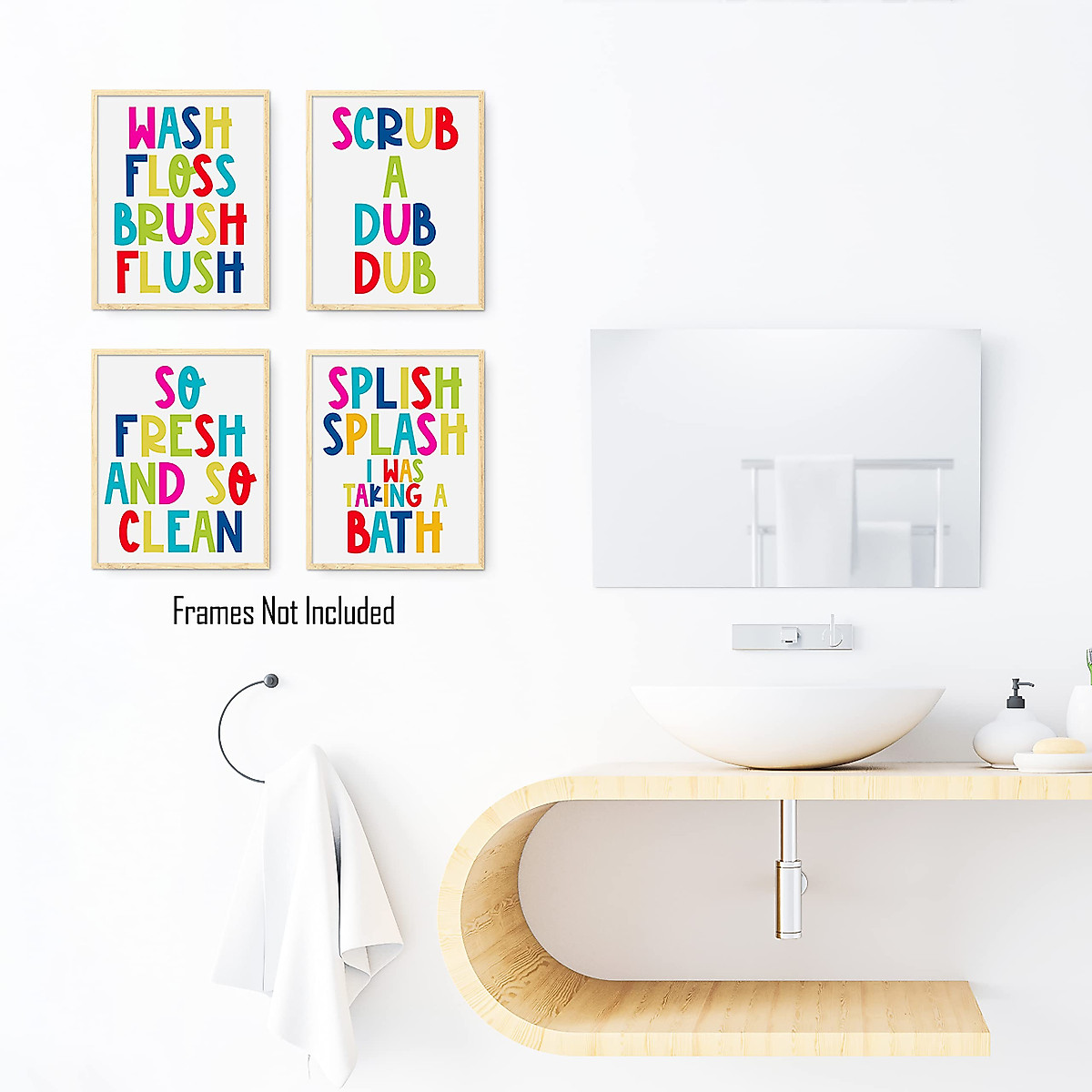 Brooke & Vine Kids Bathroom Wall Decor Art Prints (UNFRAMED 8 x 10 Set of 3) Funny Colorful Quotes Children, Toddler, Baby Girl, Baby Boy, Classroom, Washroom, Restroom, Powder Room (Splish Splash)