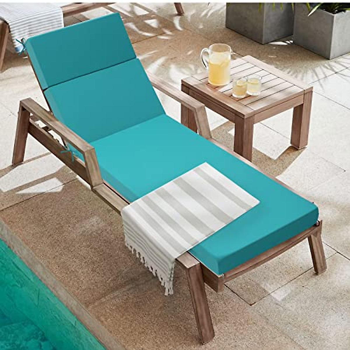 idee-home Chaise Lounge Cushions Outdoor Furniture, Patio Cushions Lounge Outside Chair Cushions Weather Resistant Lounge Chair Cushion Outdoor Cushions for Lawn Pool Cushions 72in.L x 21in.W x 3in.D