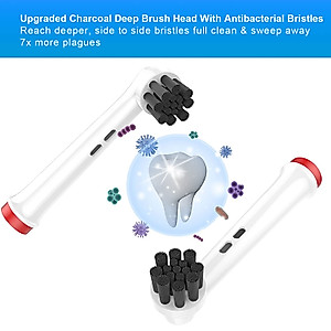 Charcoal Replacement Toothbrush Heads 12 Pk for Oral B Electric Toothbrush with 2 Pk Brush Heads Replacement Protection Covers