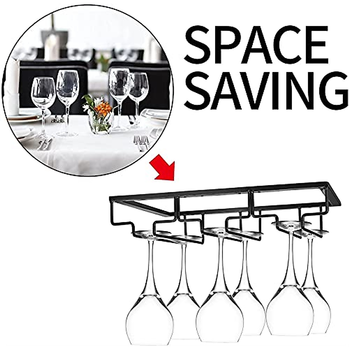 Household Wine Glass Rack, Wine Cabinet Goblet Rack, Wine Glass Rack, Wine Rack Hanging Rack - 3 Slots