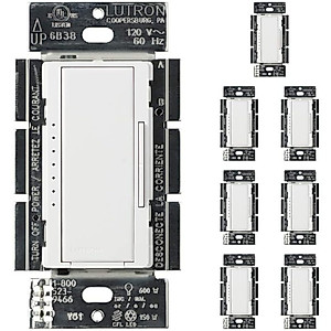 Lutron Maestro LED+ Dimmer Switch for Dimmable LED, Halogen and Incandescent Bulbs, 150W/Single-Pole or Multi-Location, MACL-153M-WH, White (8-Pack)